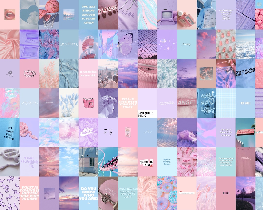 Pastel Wall Collage Kit, Cotton Candy Collage Kit, Pastel Aesthetic ...