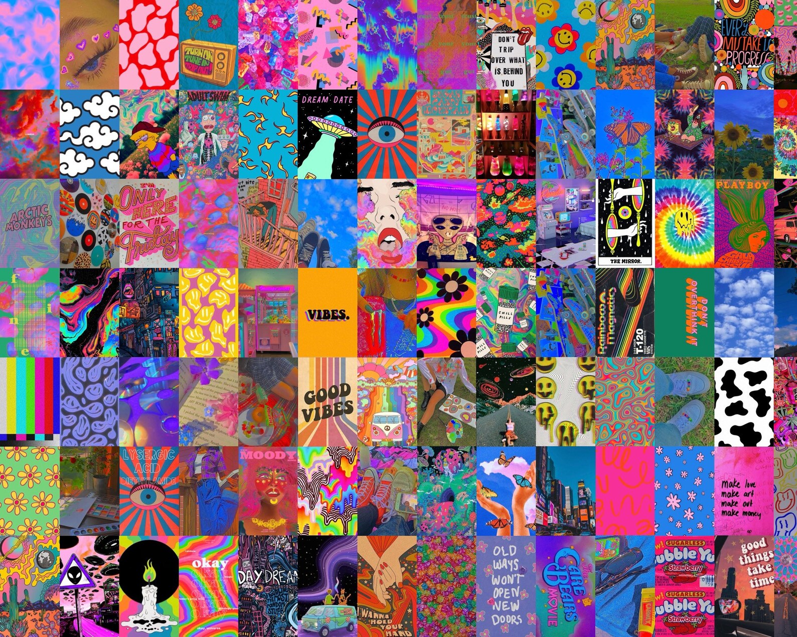 Indie Wall Collage Kit, Indie Collage Kit, Retro Wall Collage, Indie ...