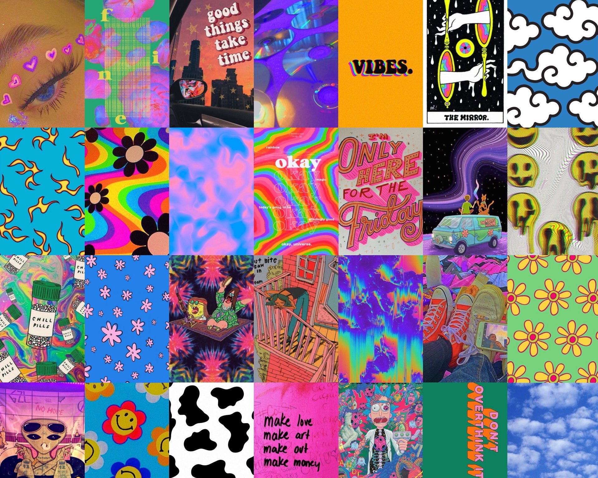Indie Wall Collage Kit, Indie Collage Kit, Retro Wall Collage, Indie ...