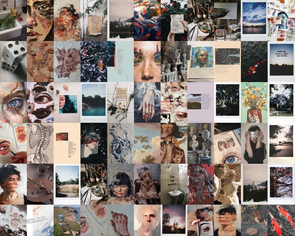 Artsy Wall Collage Kit, Art Collage Kit, Art Aesthetic, Digital Wall ...