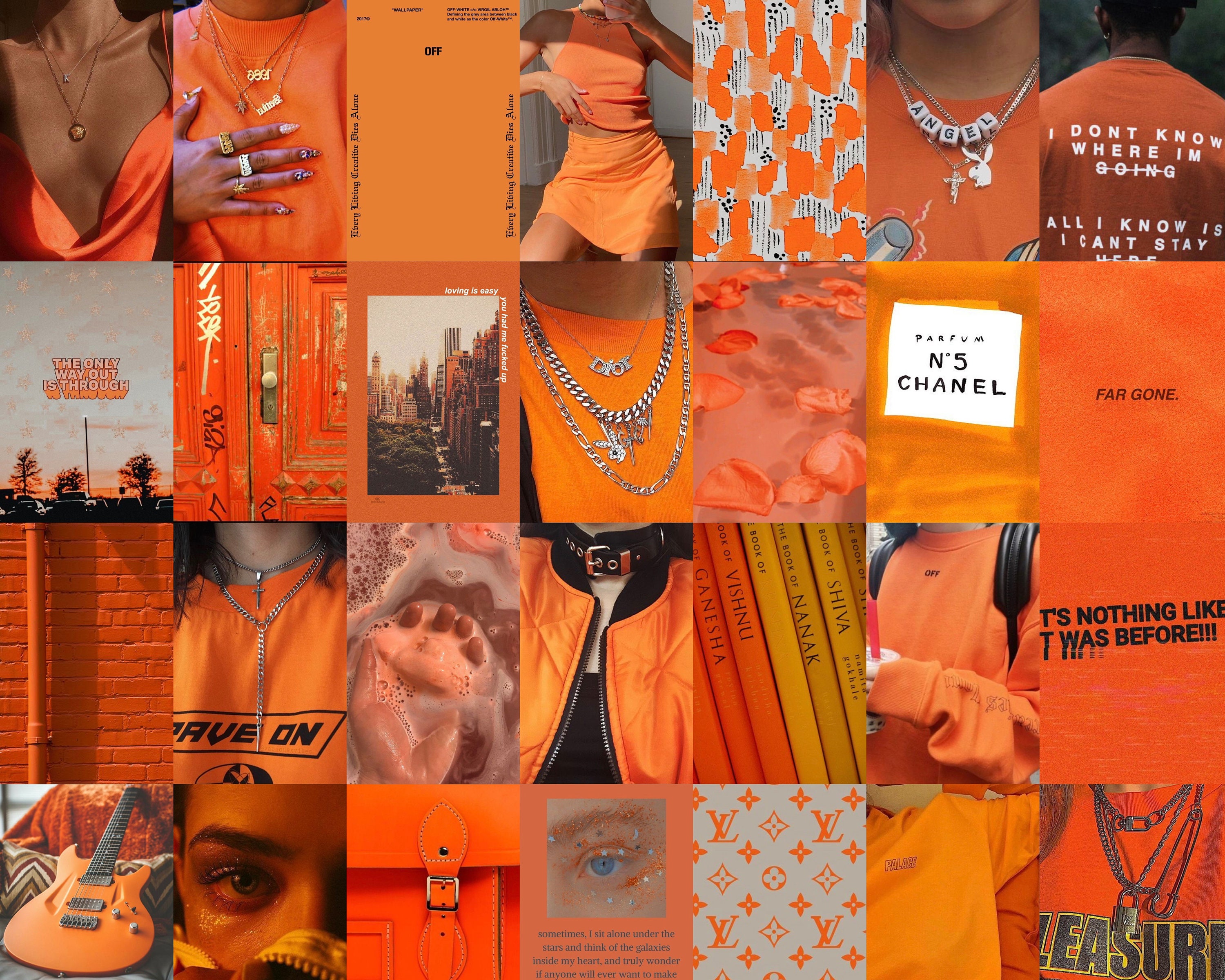Orange Wall Collage Kit Orange Wall Collage Orange Aesthetic | Etsy