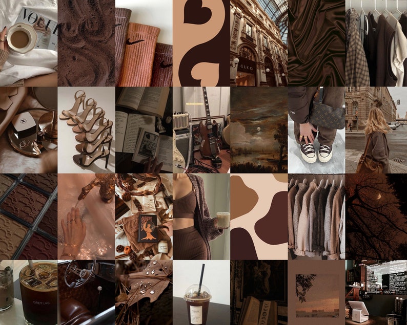 Brown Wall Collage Kit Brown Photo Wall Brown Collage Wall - Etsy