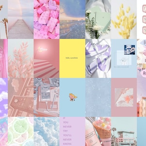 Pastel Wall Collage Kit, Pastel Collage Kit, Pastel Aesthetic Wall Art ...