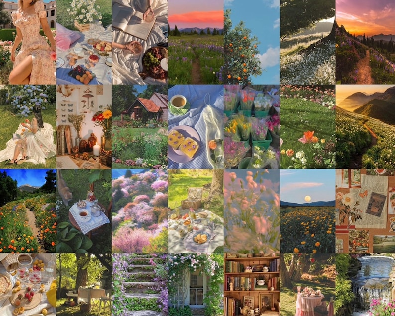 Aesthetic Wall Collage Kit Digital Vsco Cottagecore Nature Etsy