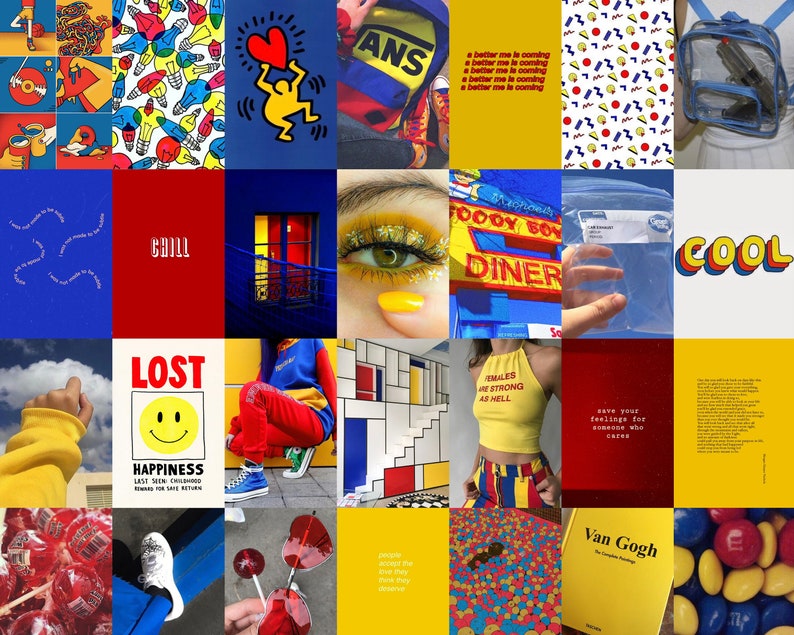 Primary Colors Collage Kit Red Collage Kit Yellow Wall | Etsy