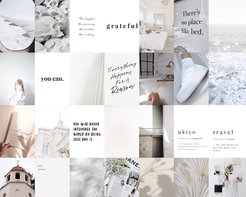 White Wall Collage Kit, White Photo Collage, Minimalistic Collage Wall ...