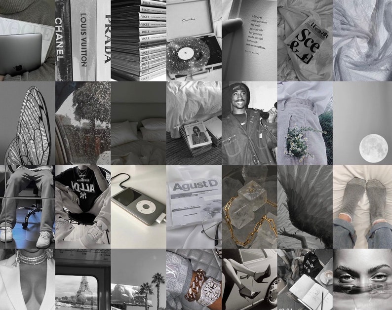 Grey Wall Collage Kit, Black Collage Kit, White Wall Collage, Grey Wall ...