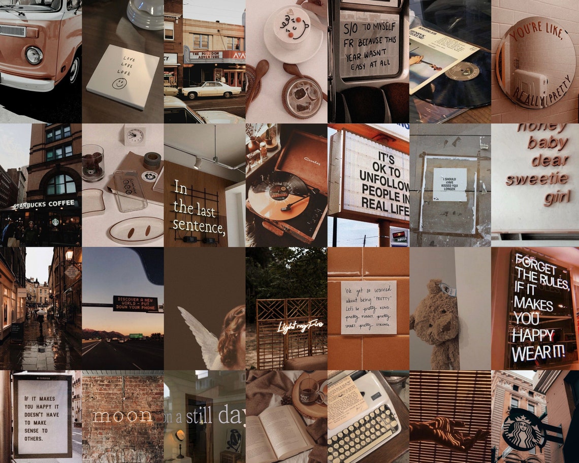 Brown Wall Collage Kit Brown Photo Wall Brown Collage Wall - Etsy