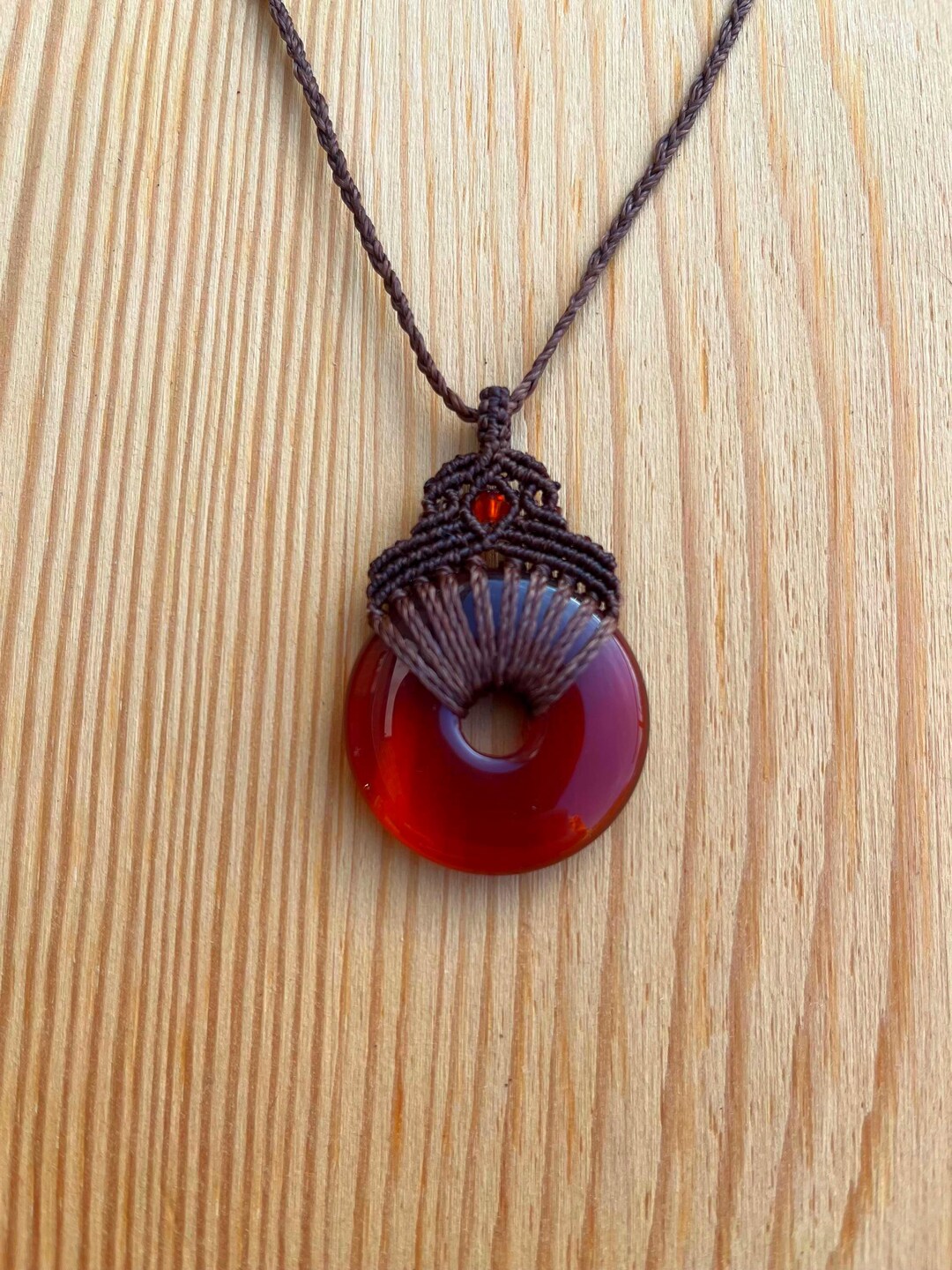 3. Grounding Energy Necklace | Macramé Carnelian Pendant With Swarovski ...
