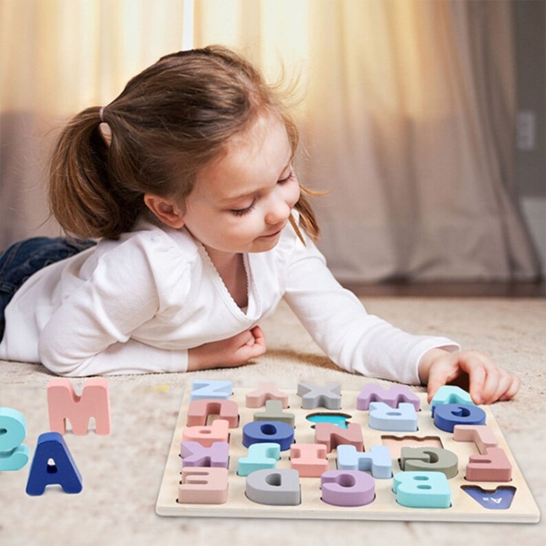 Wooden Number ABC Puzzles Puzzle Alphabet Letter Learning | Etsy