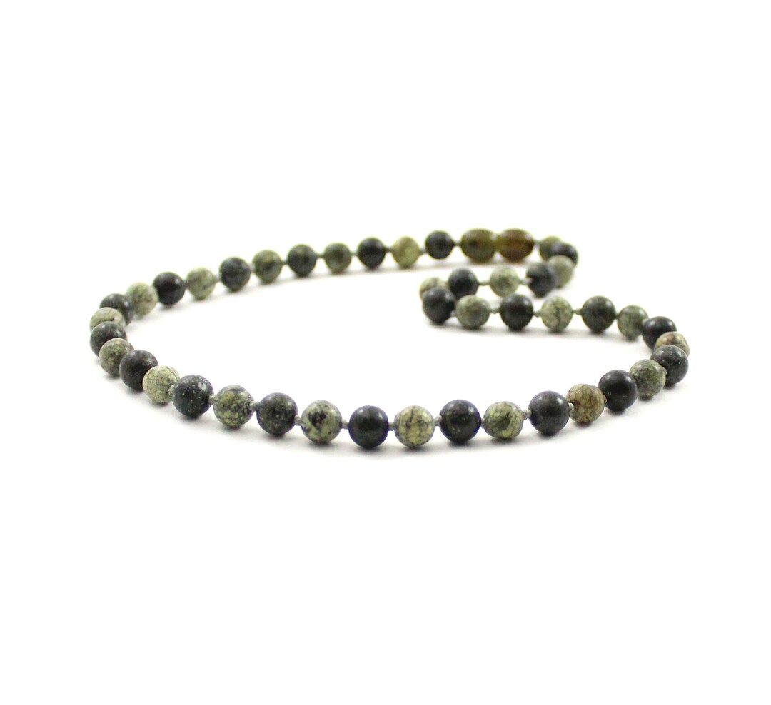 Green Lace Stone Serpentine Gemstone Necklace 6 Mm Jewelry Knotted ...
