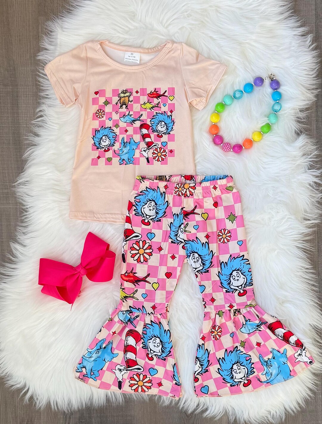 Dr Seuss Inspired Reading Pink Checkered Outfit FREE SHIPPING! Read ...