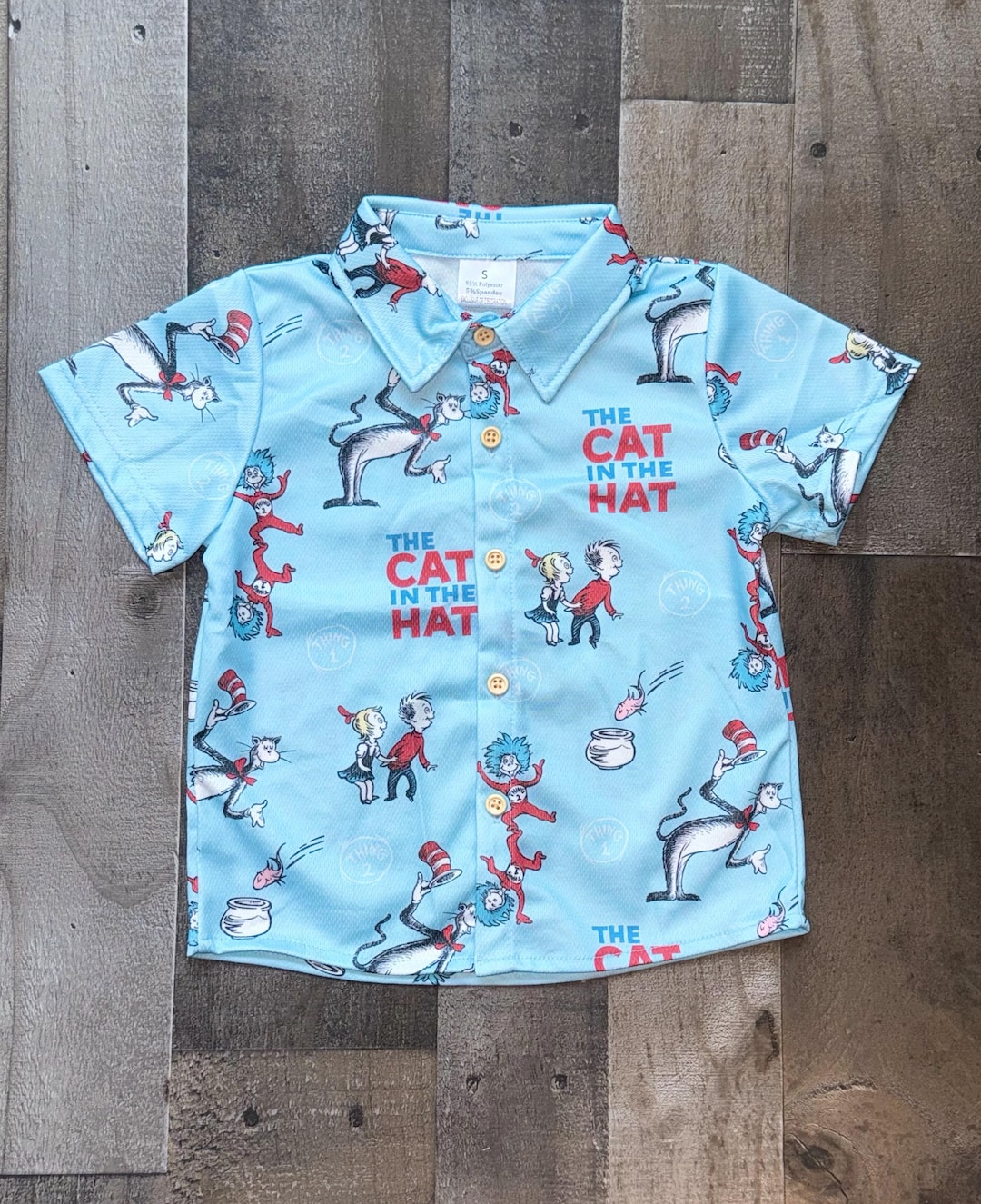 Dr Seuss Inspired Cat in the Hat Thing 1, 2 Button Down Shirt FREE ...