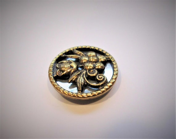 Pretty NBS Medium Mirror Back Button Stamped Brass Open Work | Etsy