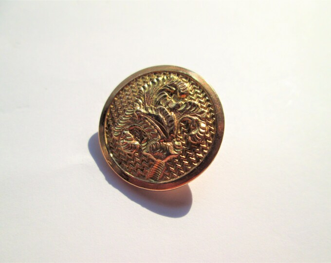 Striking Antique Early Golden Age Gilt Button Foliate/feathers Zig Zag ...