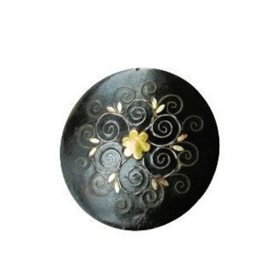 Stunning Div I Large Ground Animal Horn Inlay Brass Flower 2 Layers ...