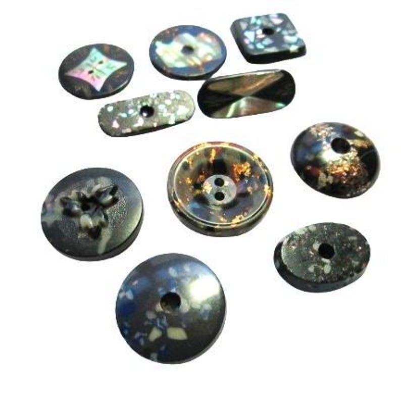 10 Assorted Antique Composition Buttons Pearl Inlays, Molded Patterns ...