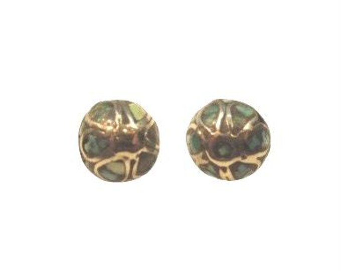 Antique Original Small India Pheasant Buttons Turquoise Black Matrix ...