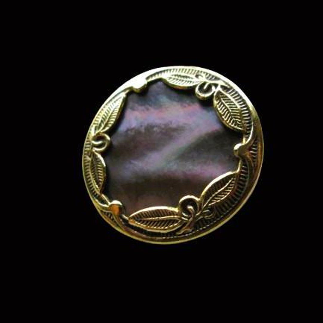 Victorian Era Antique Abalone Pearl Highly Iridescent Set in Metal ...