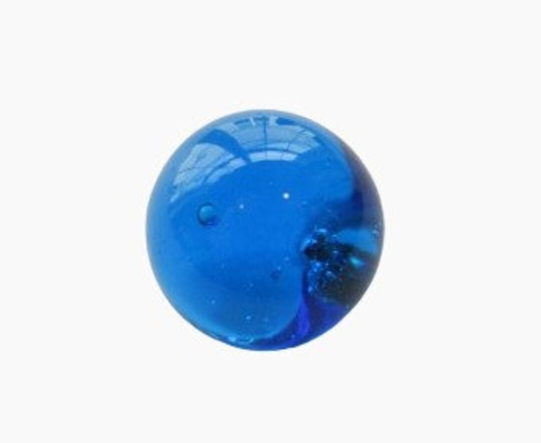 Beautiful Larger Clear Translucent Dark Blue Glass Ball Button Measures ...
