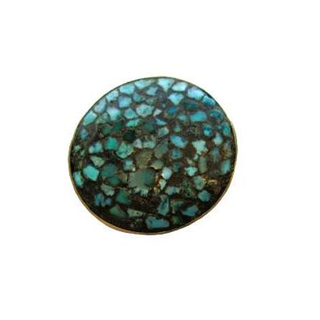 Striking Eastern Indian Turquoise Mosaic Pheasant Button NBS Large ...