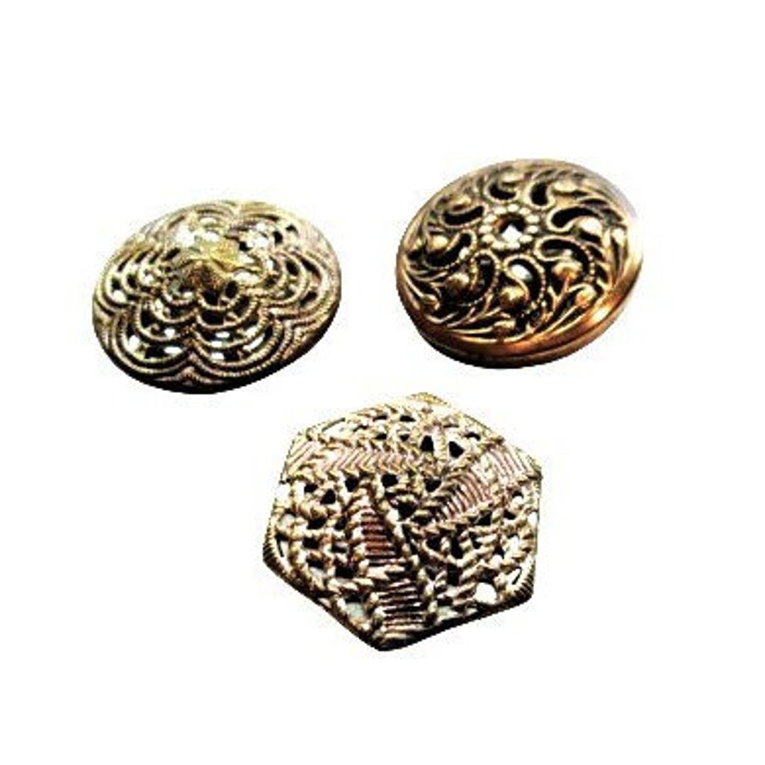 Three Gorgeous Twinkle Buttons NBS Div III Med 1 Triad 1 Floral Foliate ...
