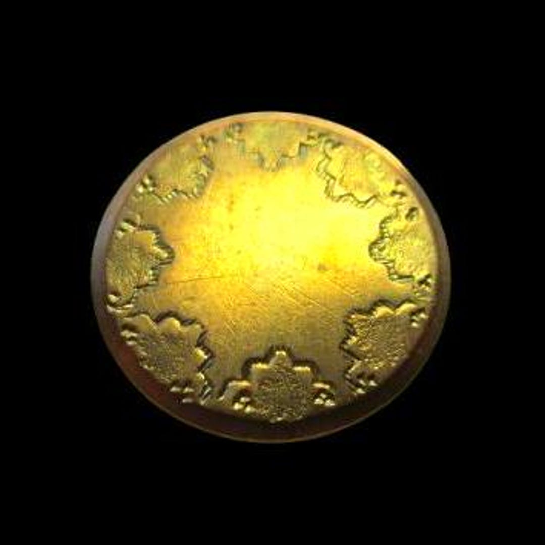 Golden Age Button Scalloped Leaf Pattern Hand-chased Back Retains Gilt ...