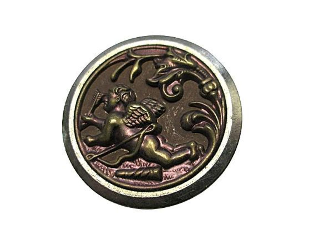 Victorian Era Picture Button 'cupid at Rest' Stamped Original Tint ...