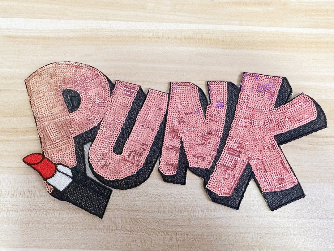 Pink Sequin 'punk' Embroidered Patch: Garment Applique - Etsy