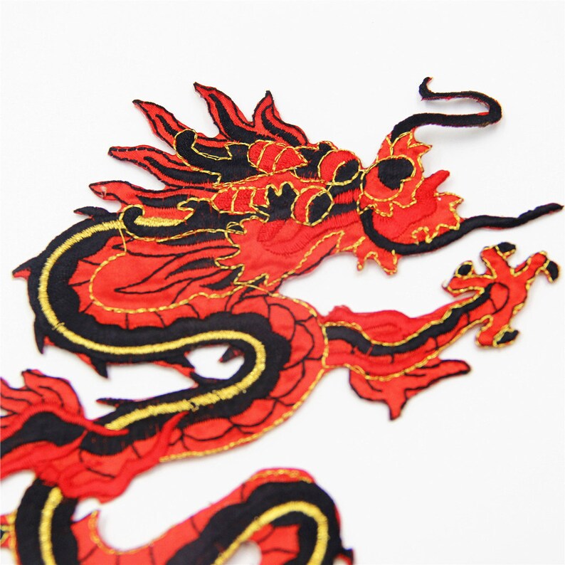 Red Dragon PatchA Set of Chinese Dragon Embroidered Patch | Etsy