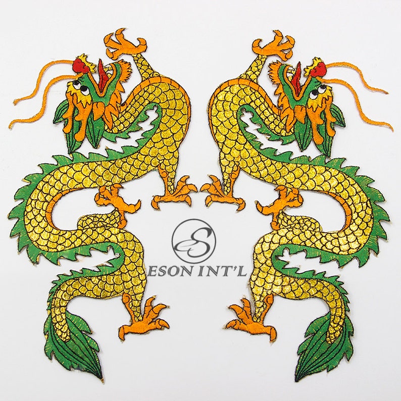 A Set of Chinese Dragon Embroidered Patch Dragon Applique - Etsy