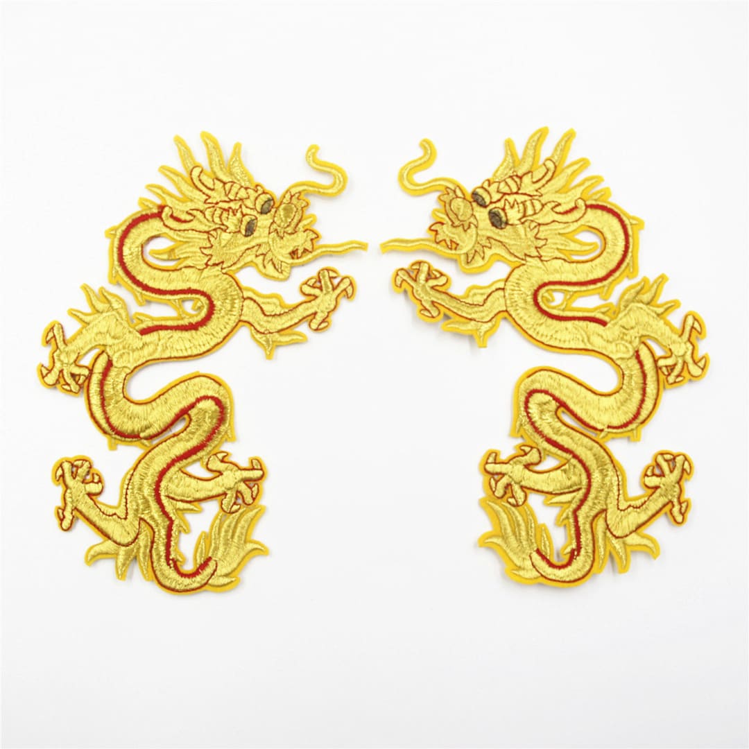 A Set of Chinese Dragon Embroidered Patch , Dragon Applique for Garment ...