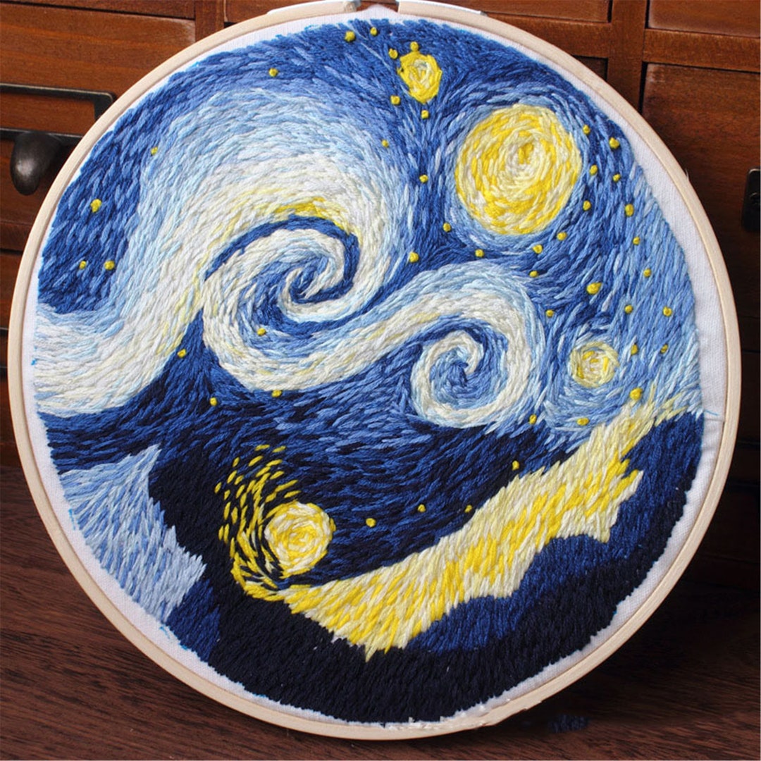 Van Gogh Painting Embroidery Kit for Beginner, Modern Embroidery Kit ...