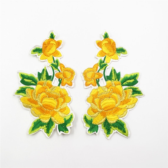 Mirror Flower Patches/2 Pcs. Yellow Flower Applique Flower | Etsy