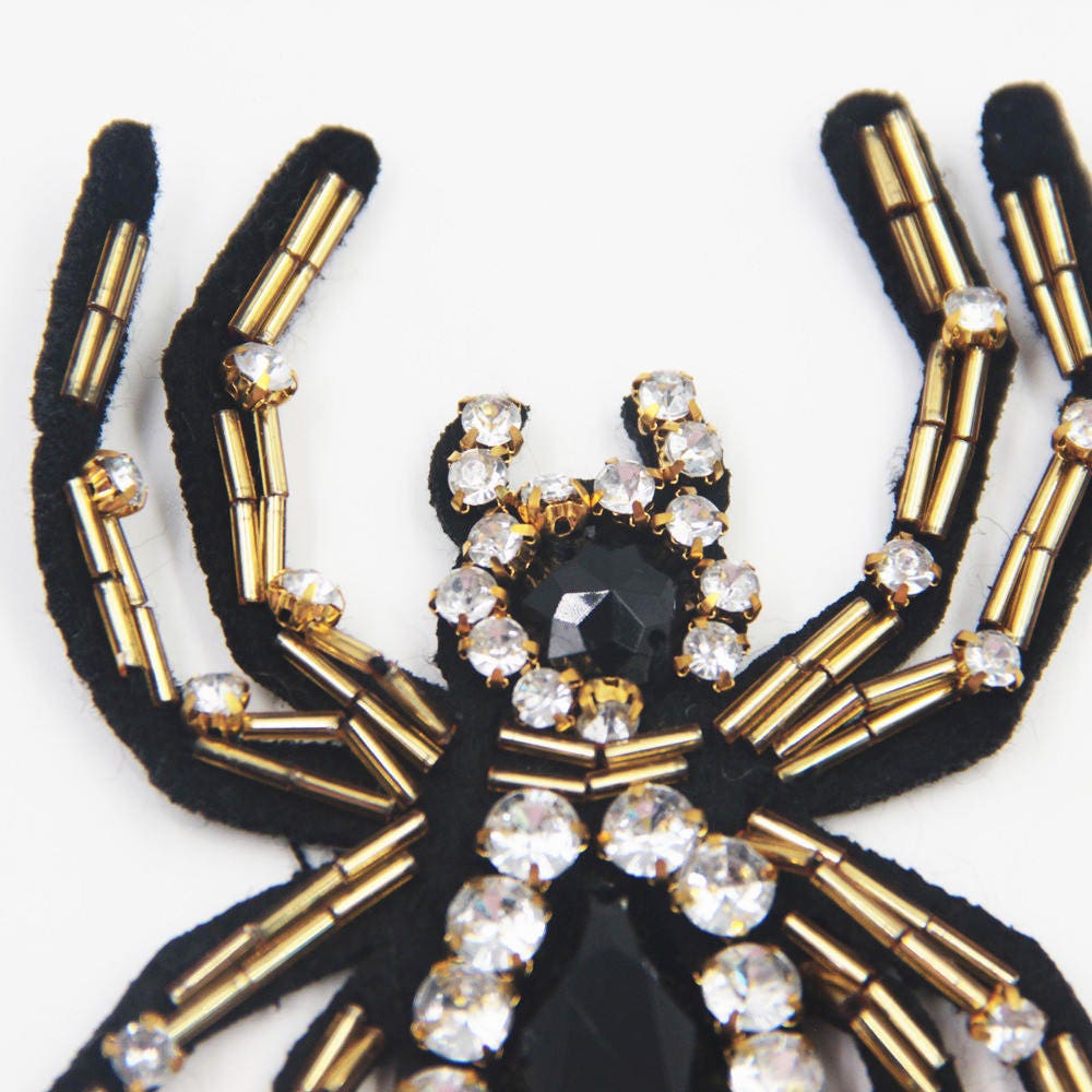 3D Spider Patchbeaded Black Spider Patchcrystal Embroidery | Etsy