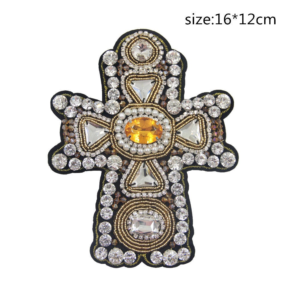 1pc Newstyle Crystal Appliue crytal Cross Patch cross Shaped | Etsy