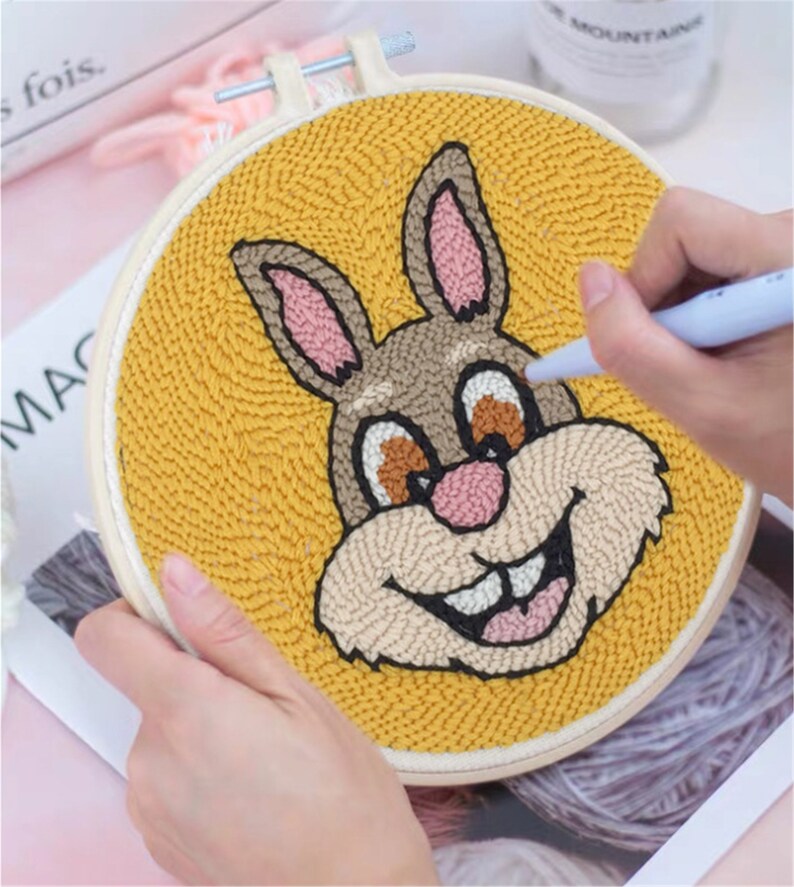 Punch Needle Starter Kit rabbit Punch Needle Kit Animal | Etsy