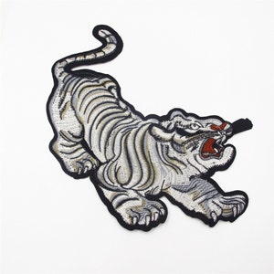 1 Pieces Big Tiger Embroidered Applique Patch , White Tiger Patch ...