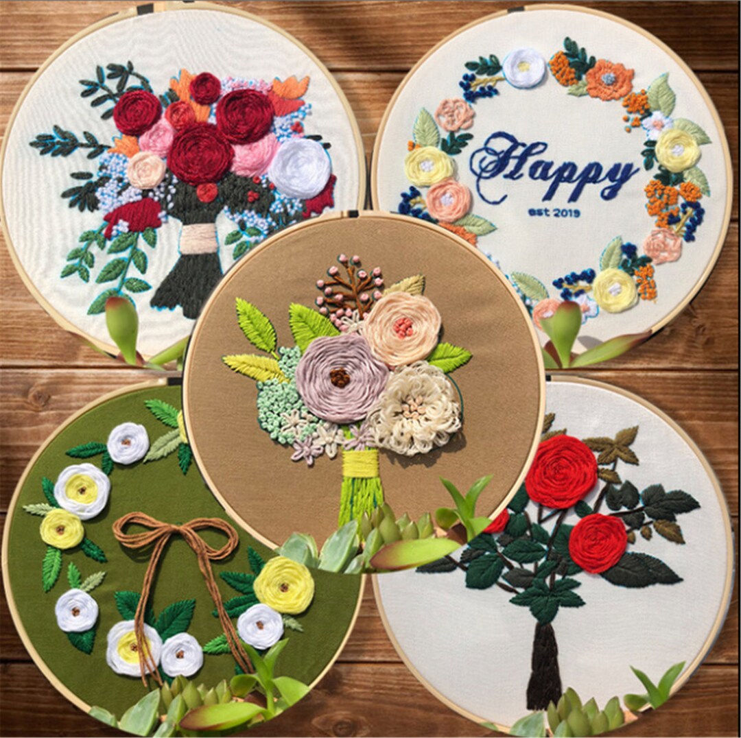 Holding Flowers Embroidery Kit for Beginner, Modern Floral Embroidery ...