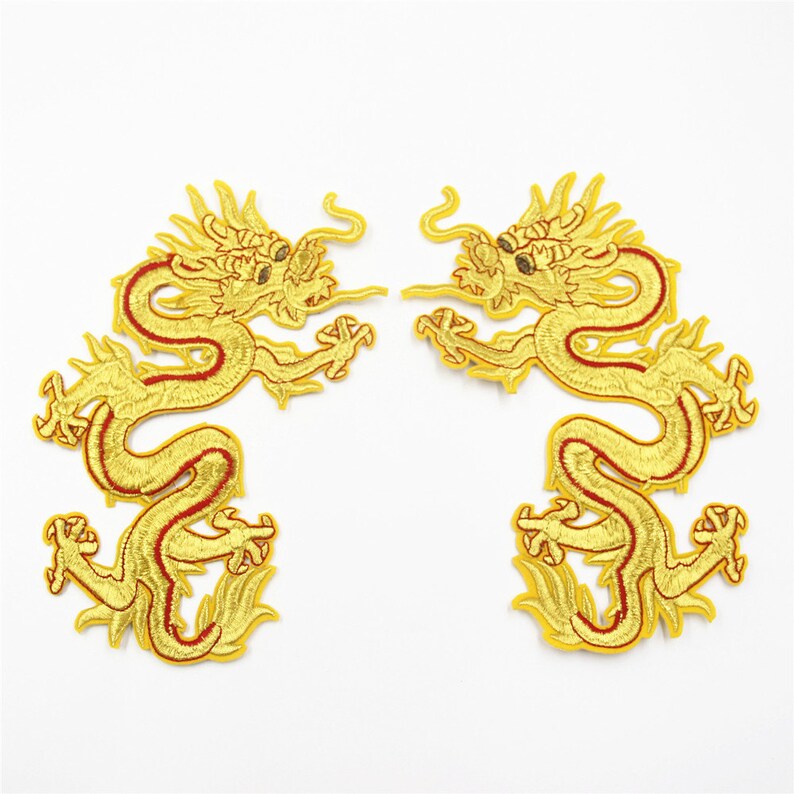 A Set of Chinese Dragon Embroidered Patch Dragon Applique - Etsy