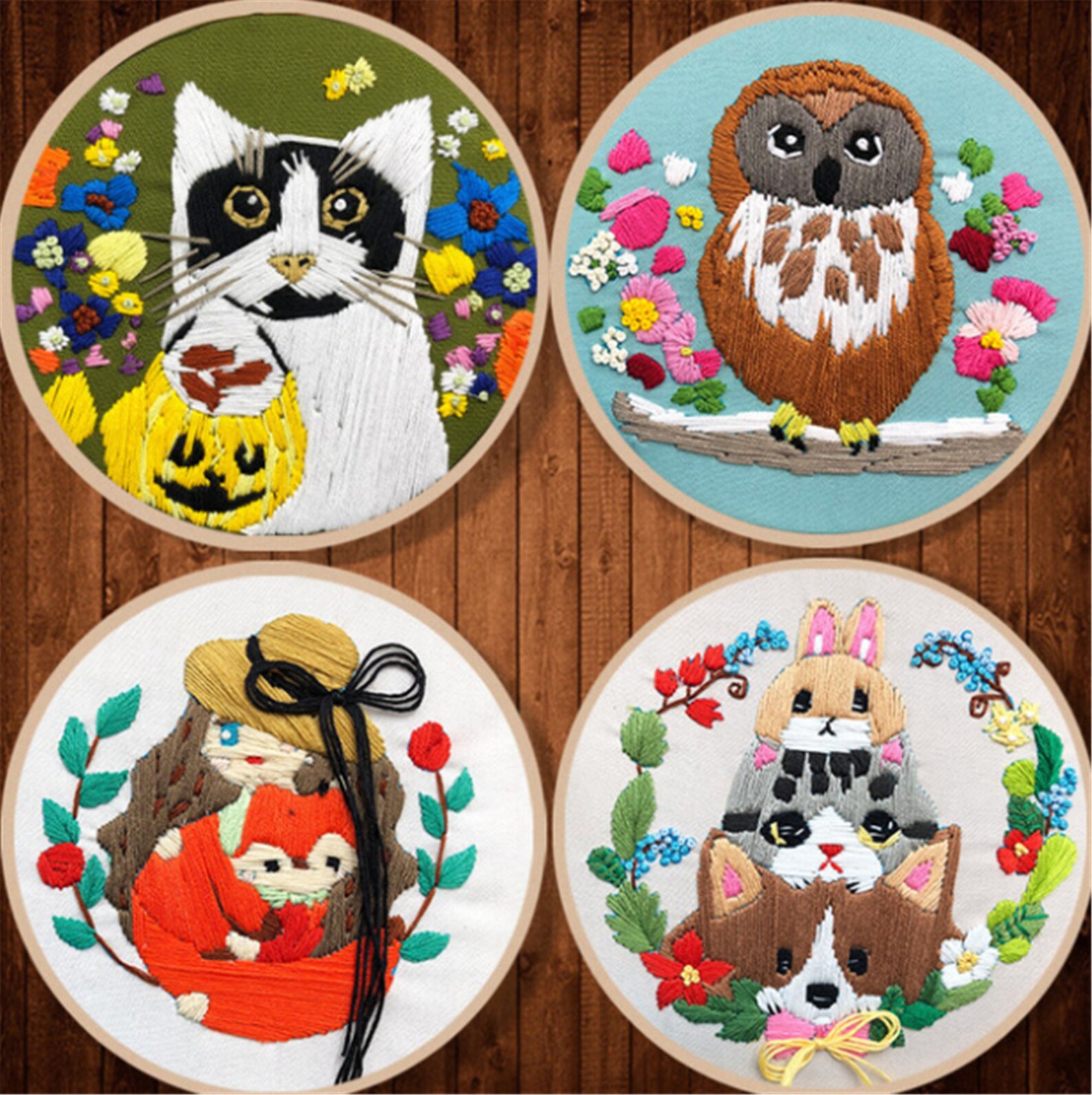 Lovely Cat Embroidery Kit Cartoon Painting Embroidery Kit for - Etsy