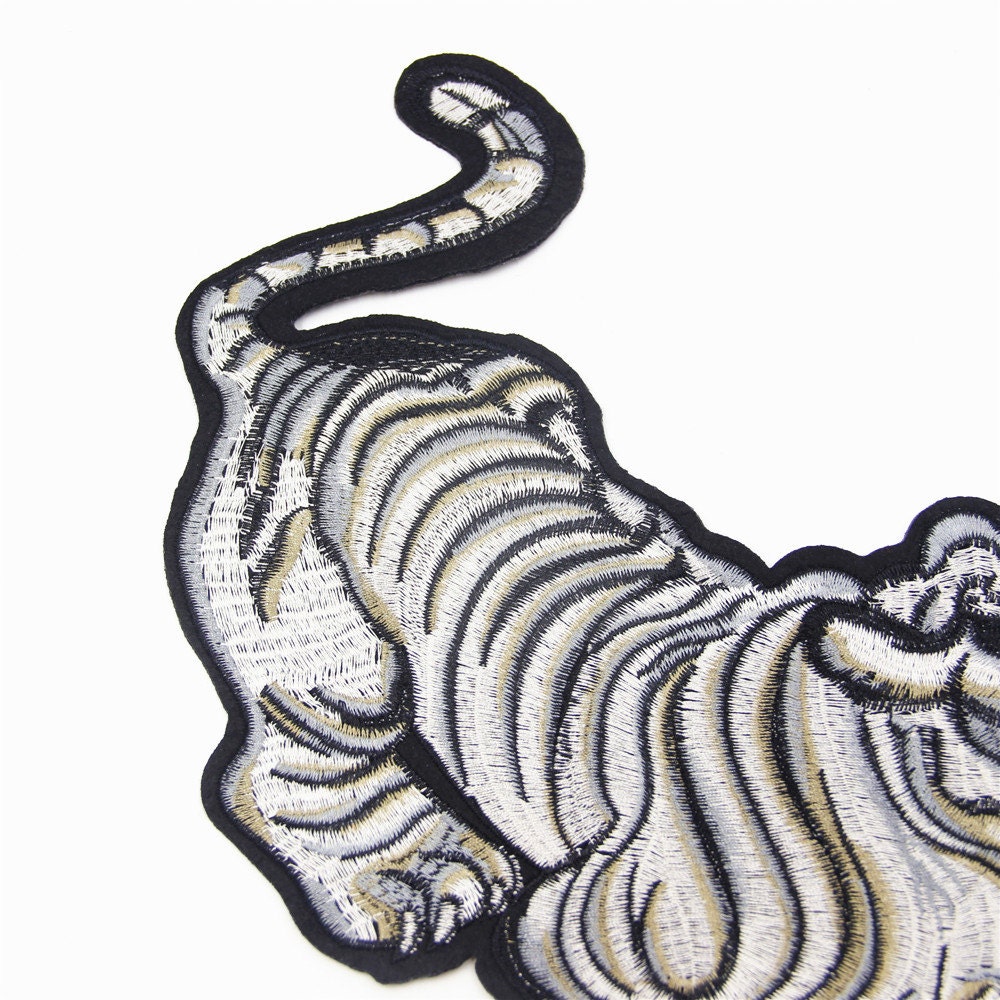 1 pieces Big Tiger Embroidered Applique Patch White Tiger | Etsy