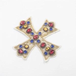 1pc Wonderful Rhinestone Appliue,crytal Cross Patch,beaded Cross Shaped ...
