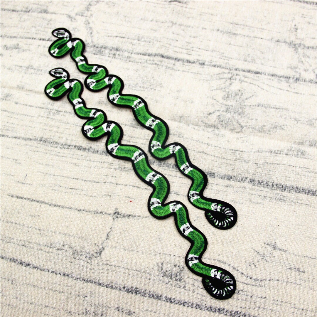 Green Snake Embroidery Applique Patches, Set of 2 - Etsy