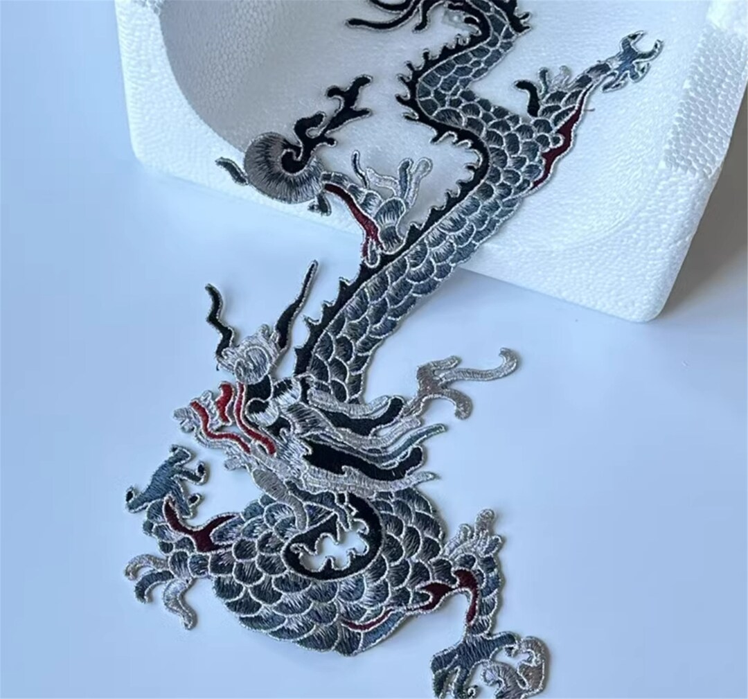 Handmade Dragon Embroidered Patch,chinese Dragon Applique for Garment,large Chinese Dragon ...