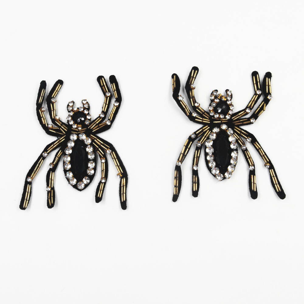 3D Spider Patchbeaded Black Spider Patchcrystal Embroidery | Etsy