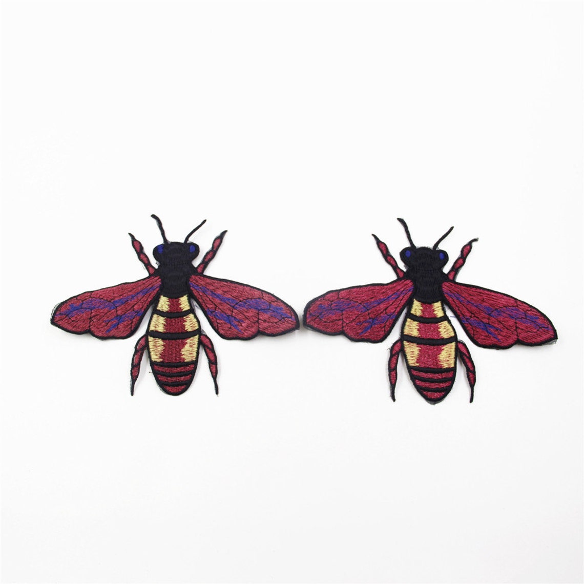 Bees Patch2pcs Embroidery Bees Patchpurple Bees Embroidered - Etsy