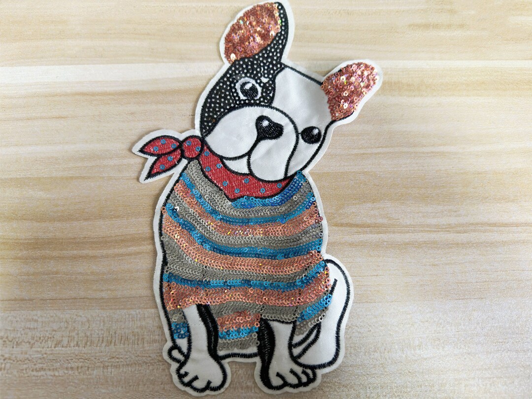 Cute Dog Sequin Patch,loverly Dog Patch,handemade Dog Patch,fashion Sequin Embroidered Applique ...