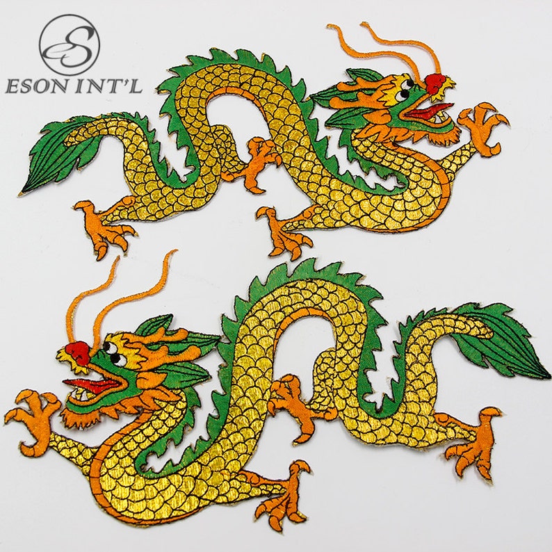 A Set of Chinese Dragon Embroidered Patch Dragon Applique - Etsy
