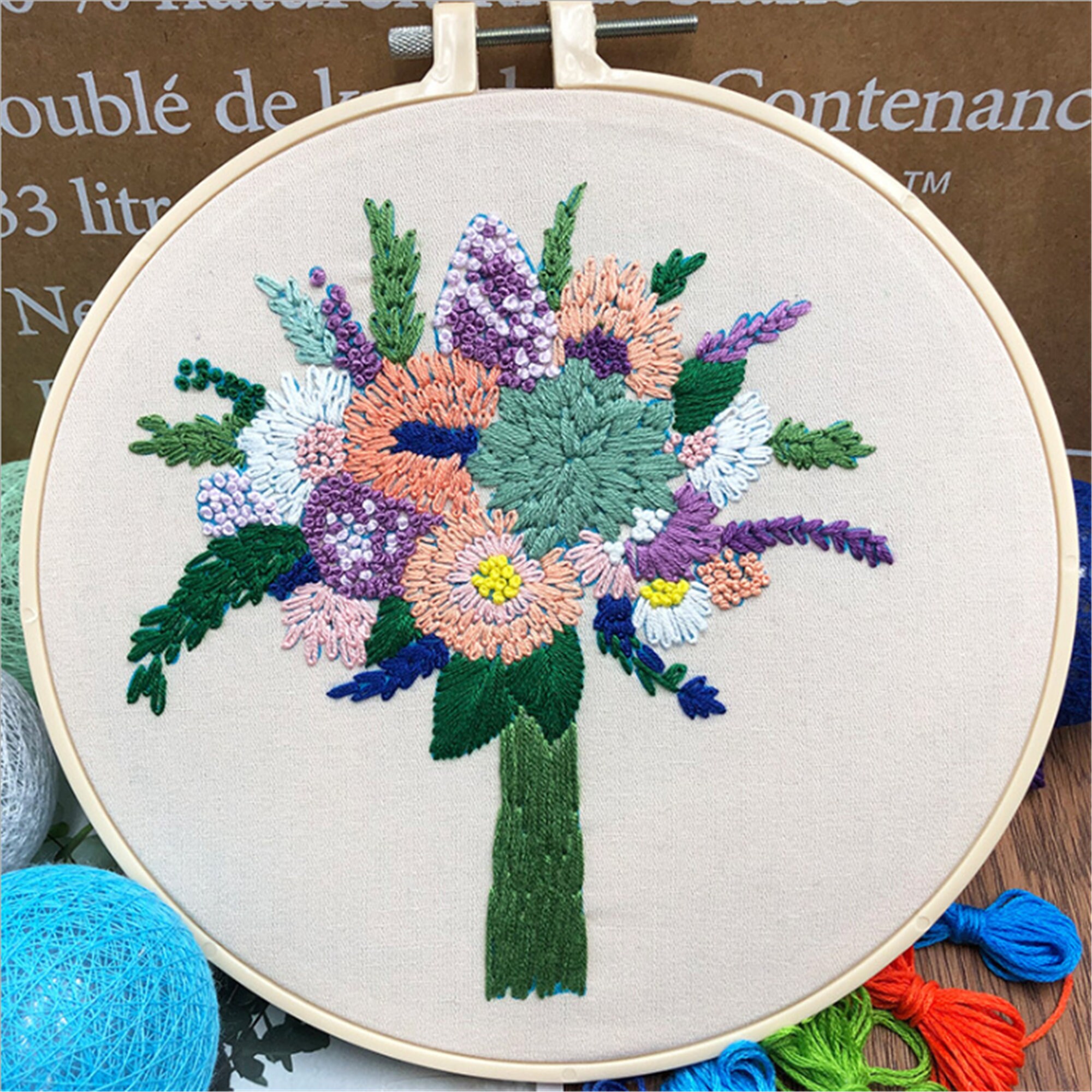 Flower Beginner Embroidery Kit Modern Floral Pattern Hand | Etsy